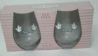We Did Set of 2 Stemless 19oz Rae Dunn Wedding Shower Wine Glasses ...