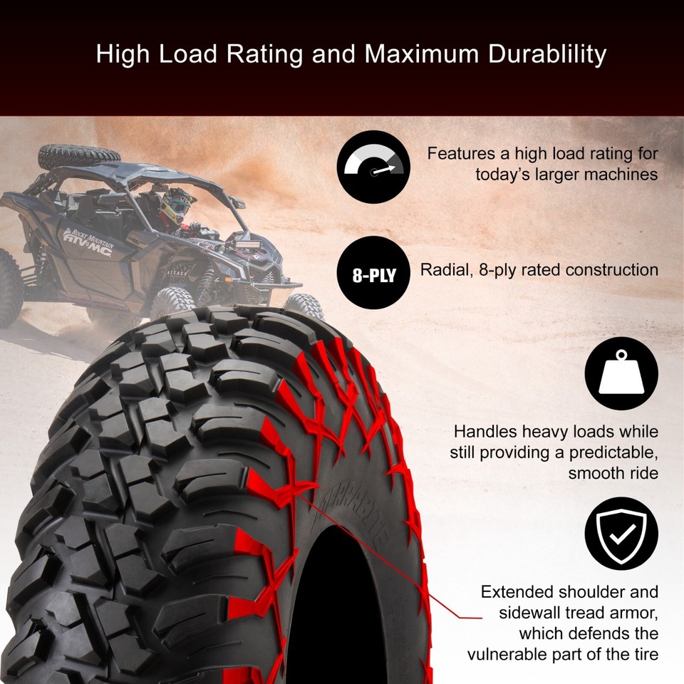 Tusk Terrabite Heavy Duty Radial UTV Tire 33×10‑15 – 8‑Ply, Medium/Hard ...