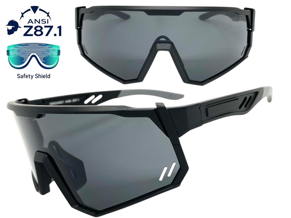 Sporty Biker Wrap Around Shield ANSI Z87.1 Safety SUN GLASSES ...