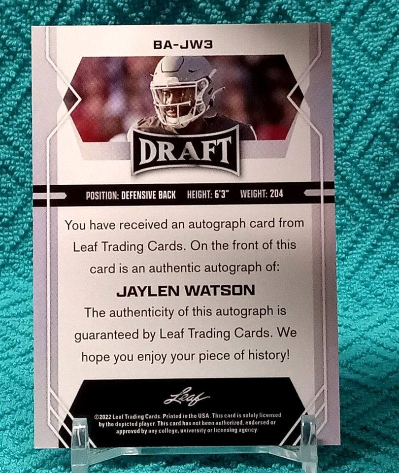 2022 Leaf Draft Jaylen Watson XRC Autograph Kansas City Chiefs | eBay