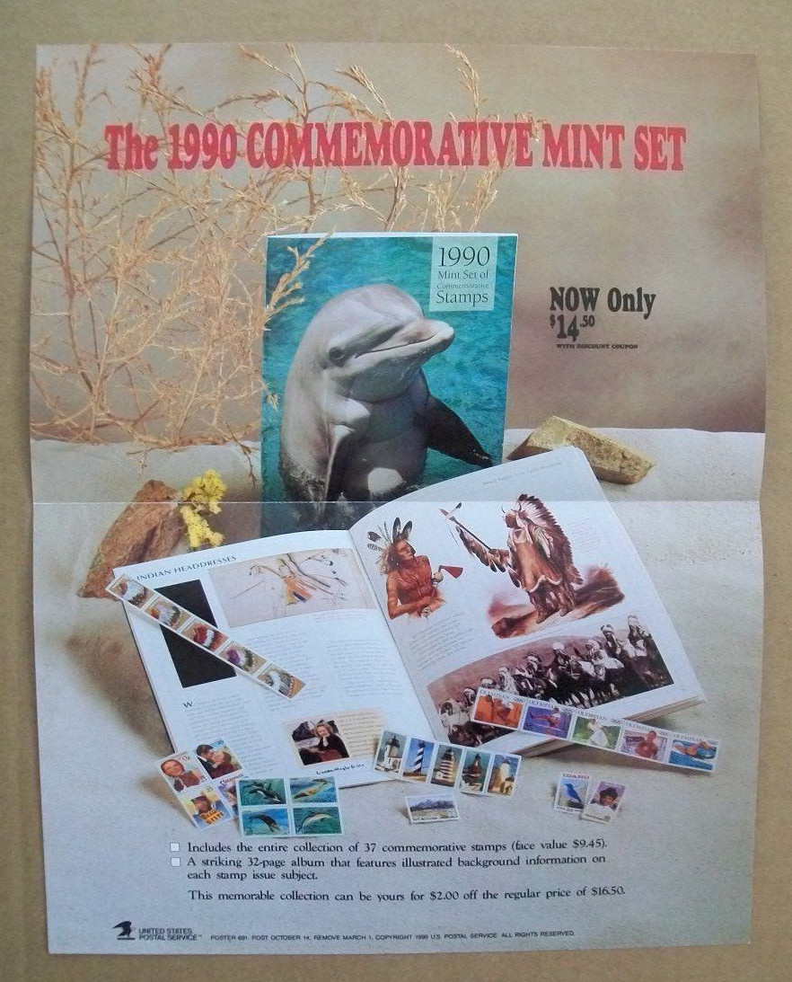 Postal Service USPS poster 691 for 1990 Commemorative Mint Set 11 x 14 ...