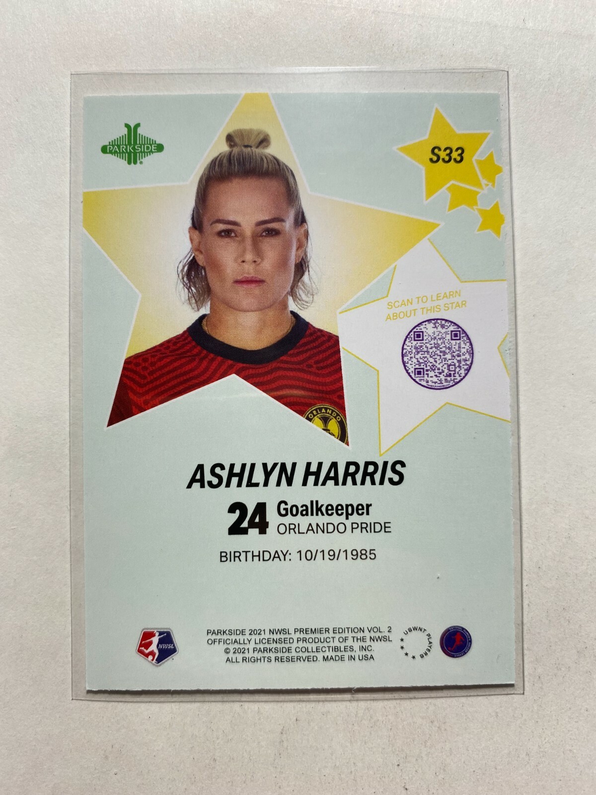 2021 Parkside NWSL Vol. 2 - Stars #S33 Ashlyn Harris (RC) for sale ...