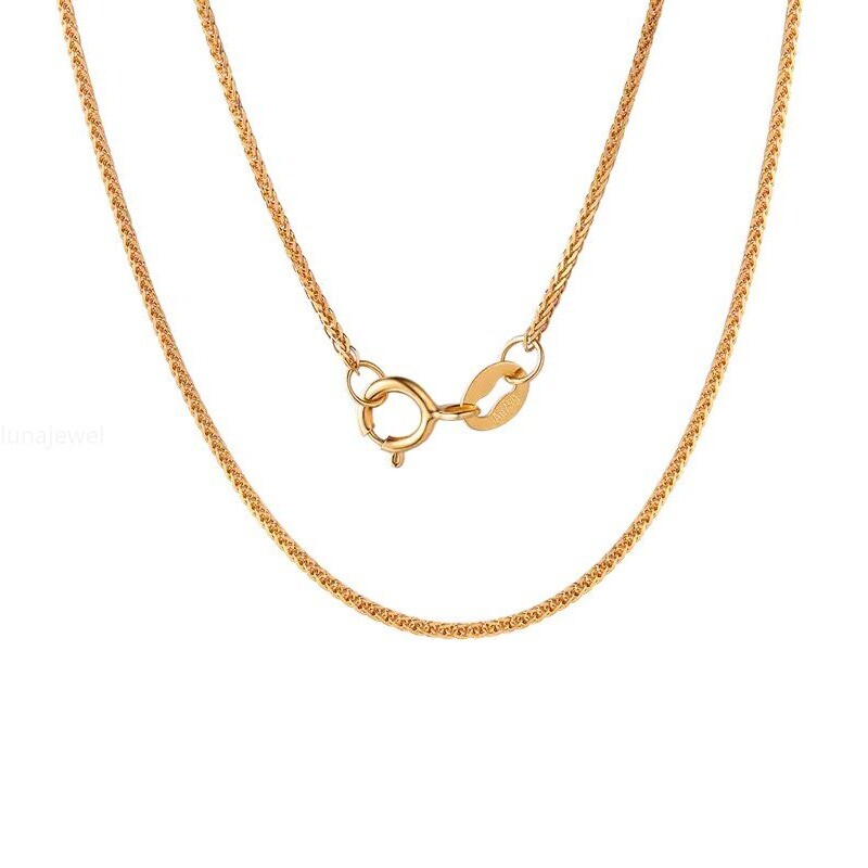 Real 18K Yellow Solid Gold Necklace Women Wheat Lucky Chain 16"L 0.75-0 ...