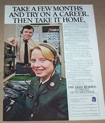 1974 print ad - The Army Reserve CUTE Girl career military women Job ...