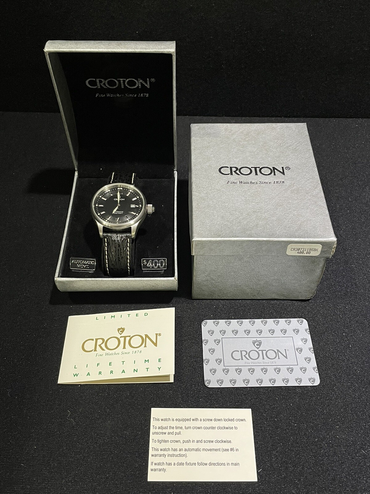 MINT IN BOX Croton Automatic Black Dial 40mm Men's Watch | eBay