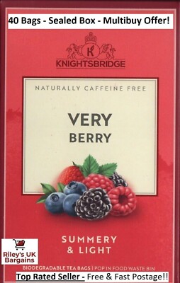 Knightsbridge VERY BERRY Tea bags Hibiscus infusion Fruit 40 Caffeine ...