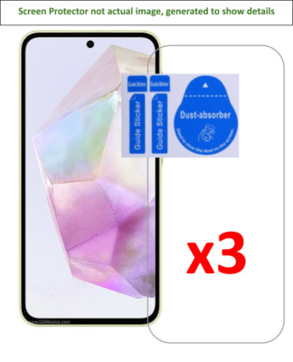 3x Samsung Galaxy A25A35/A55 Screen Protector w/ cloth and installation ...