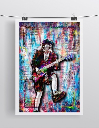 ANGUS YOUNG AC/DC 24x36in Pop Art Poster, AC/DC Pop Art Print Free ...