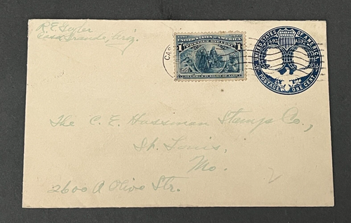 CASA GRANDE AZ LATE USE 1893 COLUMBIAN PSE +STAMP IN 1920! MO STAMP ...