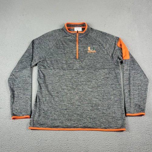 Miami Hurricanes UM Shirt Mens Small Gray 1/4 Zip Up Pullover Long ...