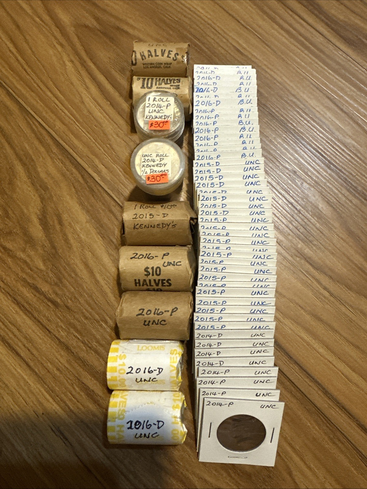 Lot of 227 Uncirculated Kennedy Half Dollar Coin Collection 9 Rolls 47 ...