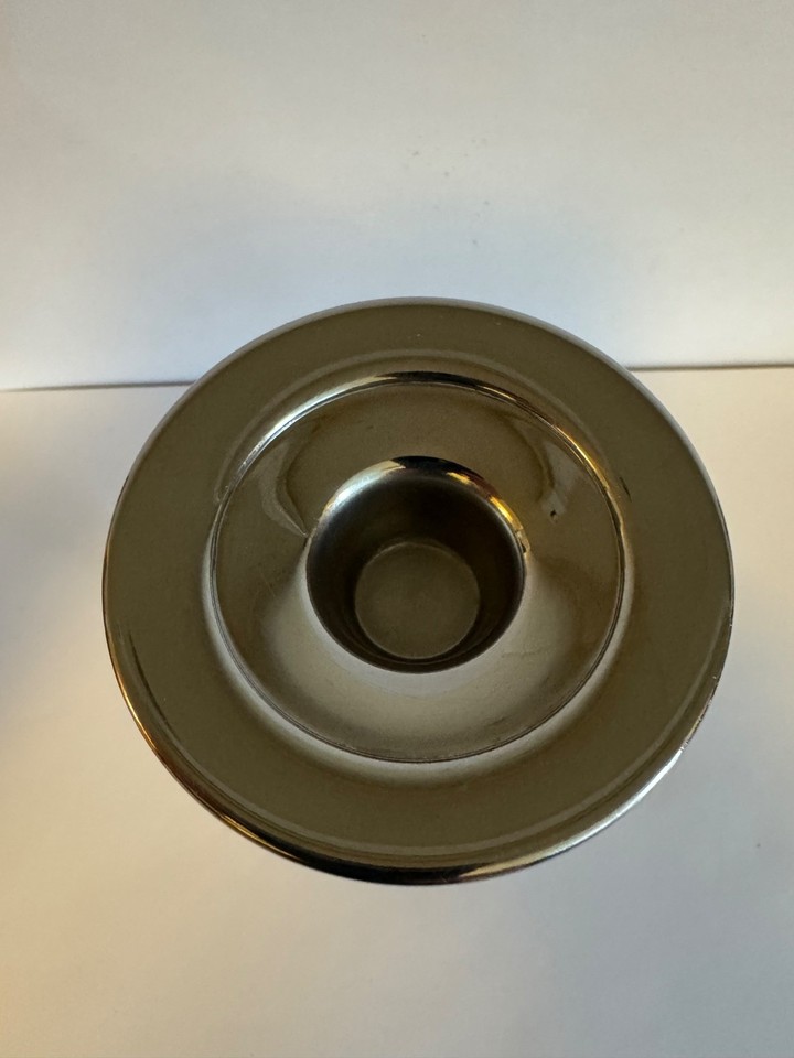 MCM Viners Stuart Devlin Modernist Candlestick Stainless Steel Gilded ...