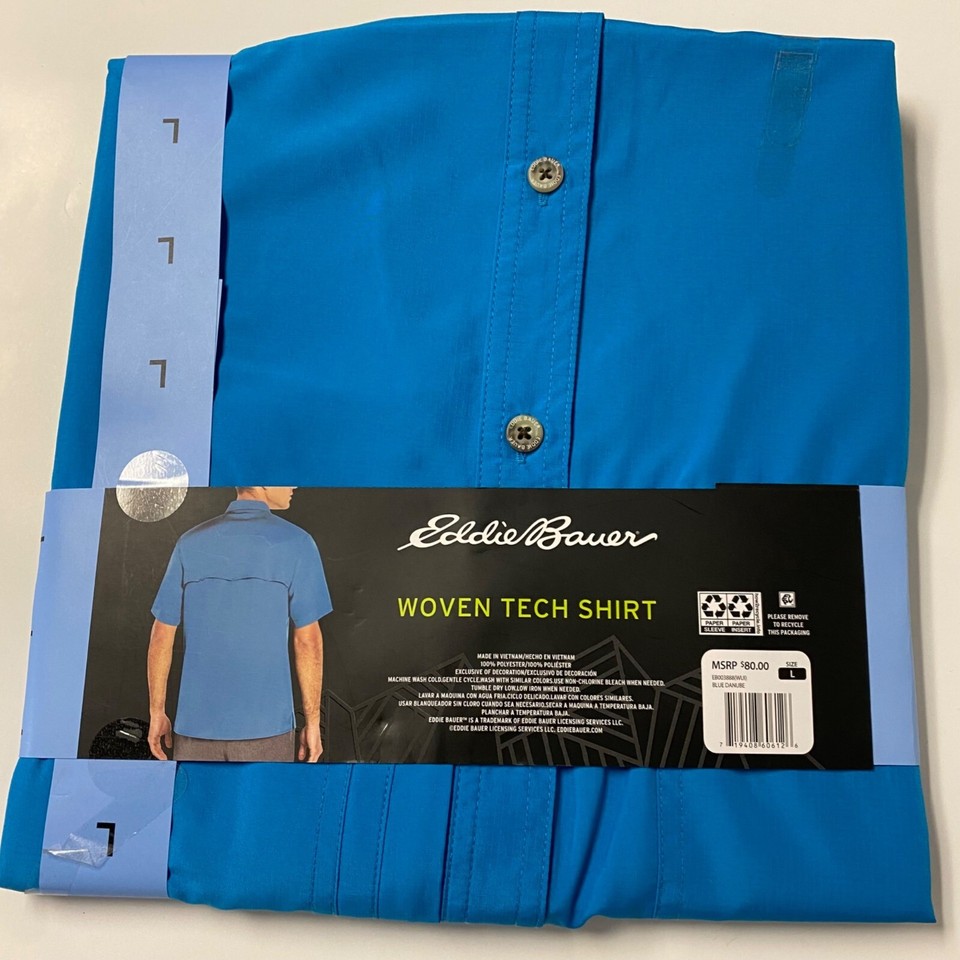 Eddie Bauer Mens Woven Tech Shirt Breathable & Quick-Dry L NWT | eBay