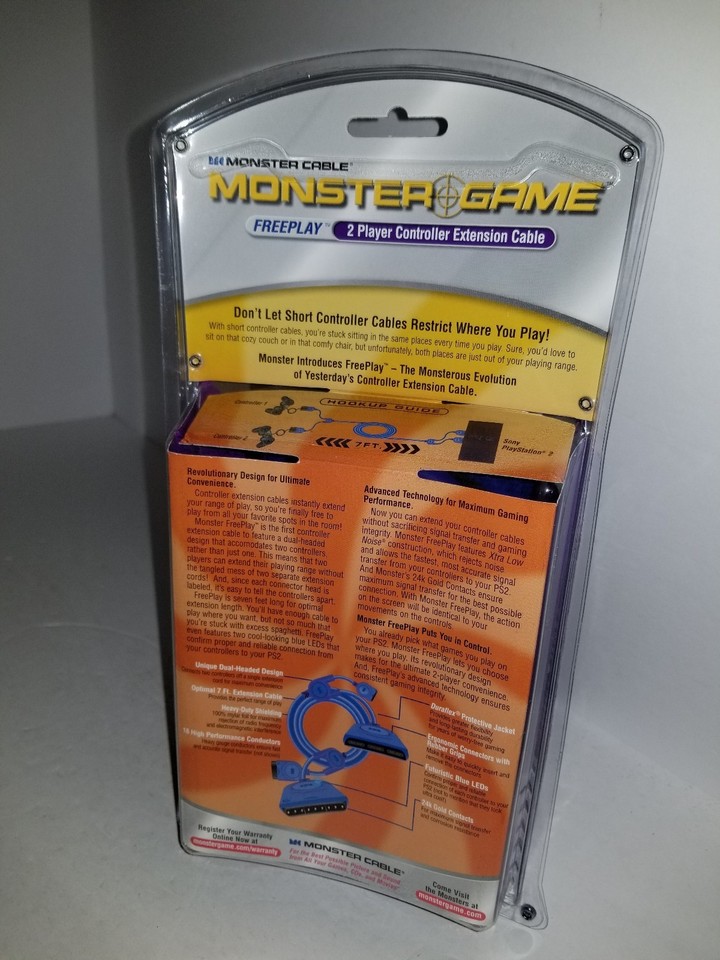 10 LOT OF 7FT 2 Player LED Monster Controller Extension Cables for PS1 ...