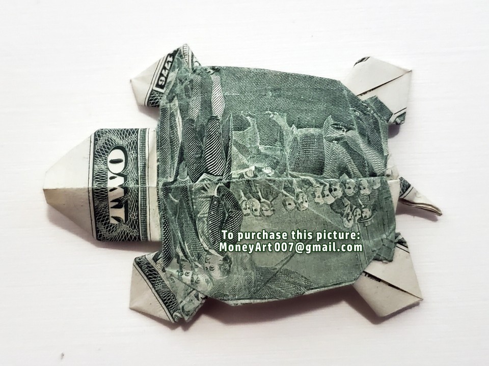 Dollar Origami TURTLE Made with REAL MONEY Handmade Cash Art Animal Art ...