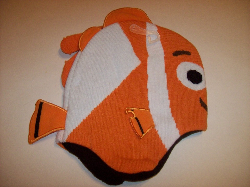 Finding Dory Nemo Hat Mitten Set 2pc Boys Cold Weather Knit Orange New ...