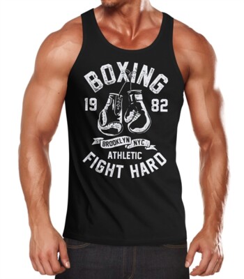 Herren Tank-Top boxen Boxing fight hard Brooklyn NYC Retro Motiv Sport ...