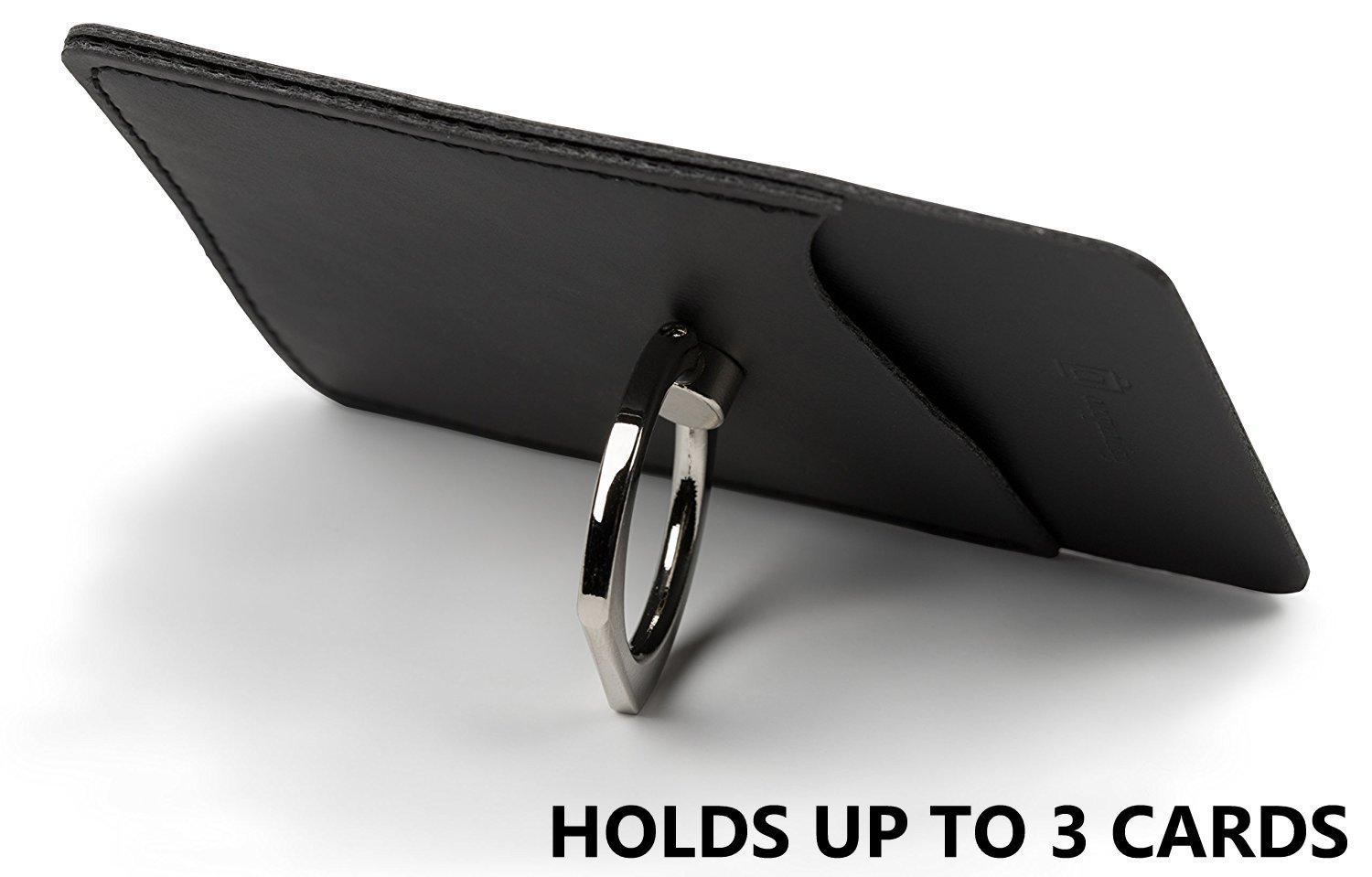 Leather Card Pocket Wallet Stick On Back of Phone with Finger Ring ...