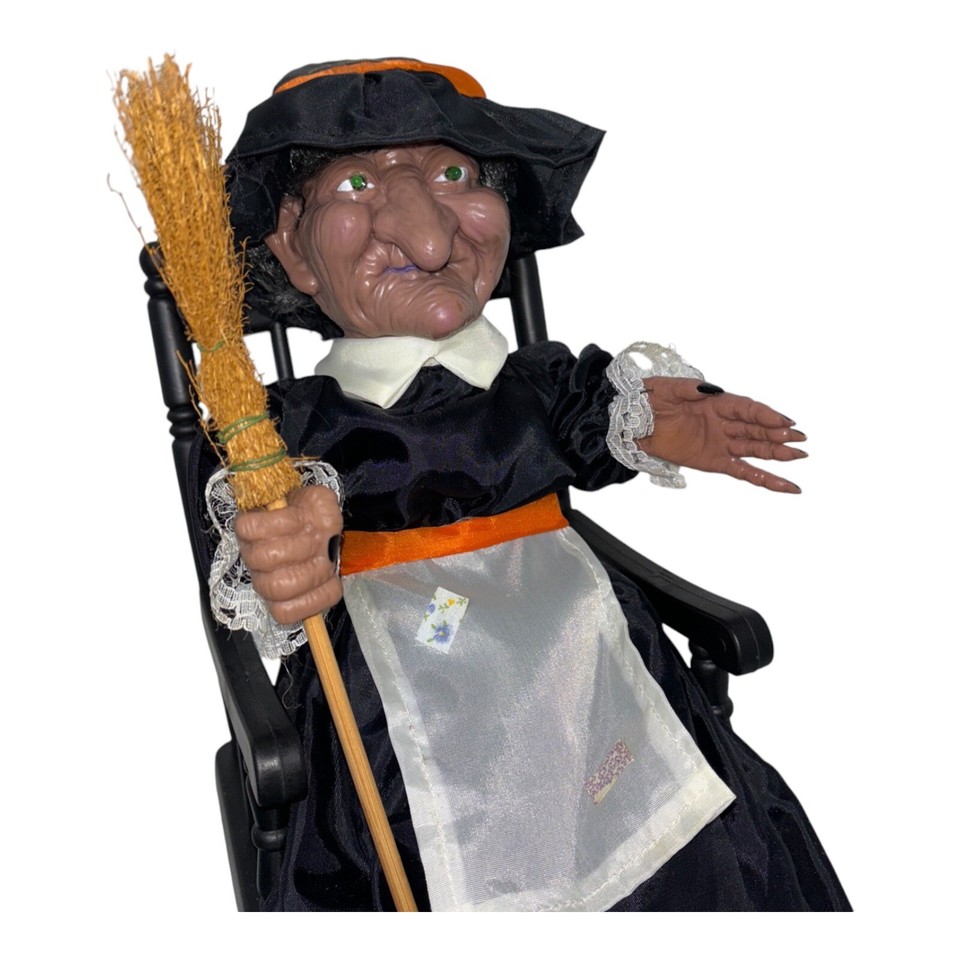 Gemmy Rocking Witch 1991 Animated Cackling Glow Green Eyes Vintage ...