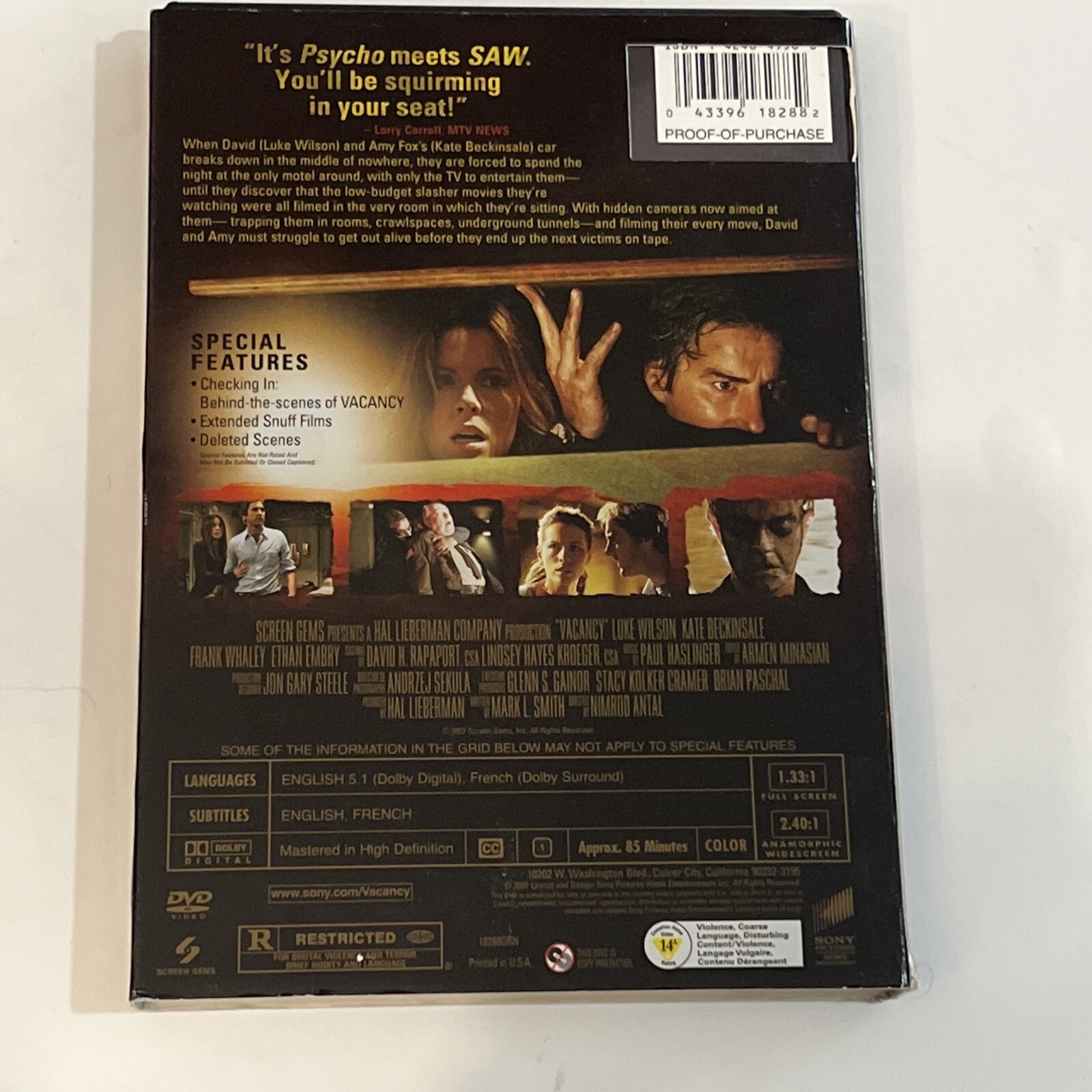 Vacancy (DVD, 2007), Luke Wilson, Kate Beckinsale - LIKE NEW ...