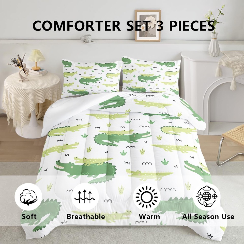 Crocodile Bedding Comforter Set Twin Size,Kids Cartoon Crocodiles ...