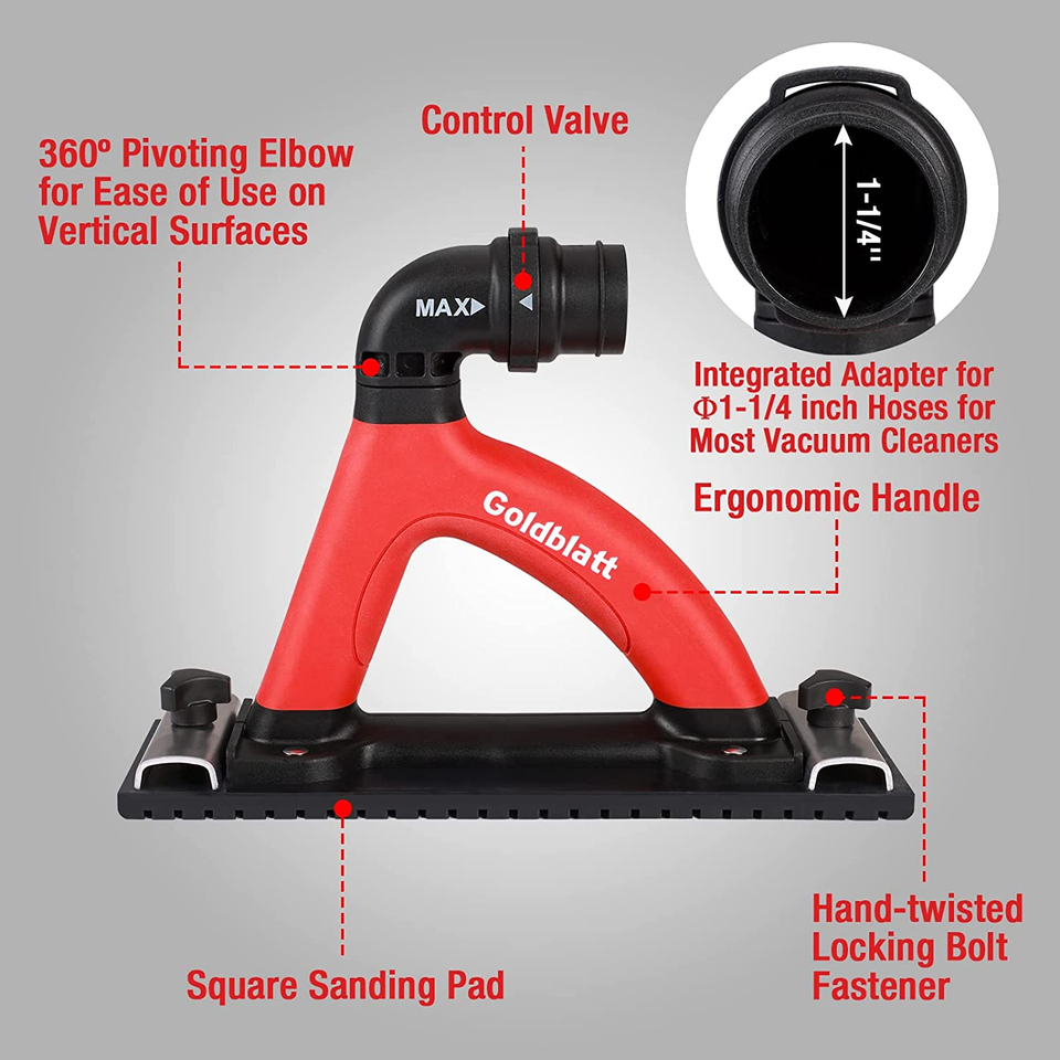 Dust Free Hand Sander, Dustless Drywall Vacuum Sander, with 6.5 Ft Hose ...