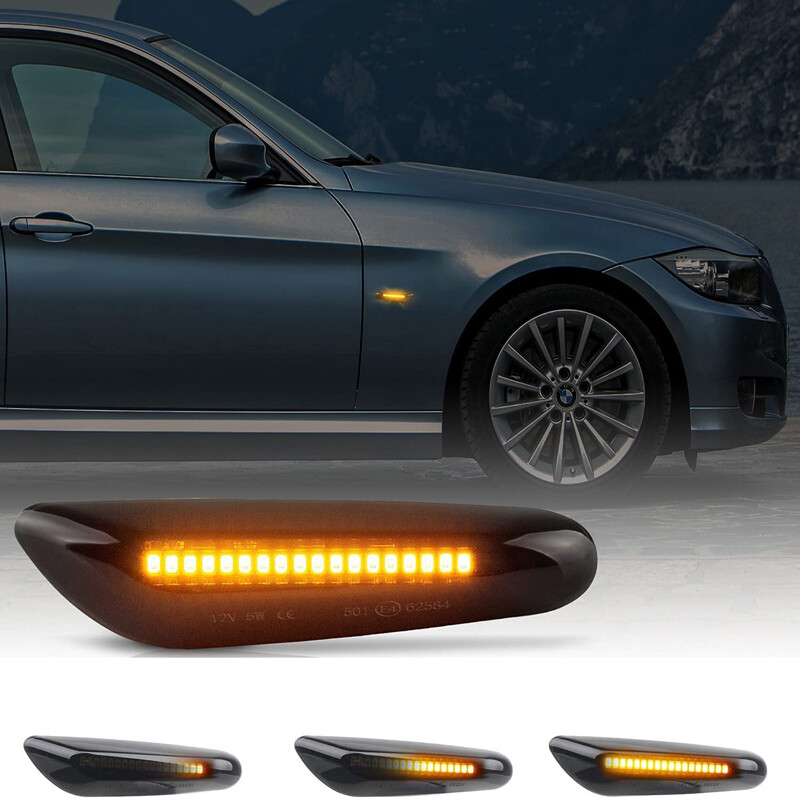 Dynamic LED Side Turn Signal Indicator Light For BMW E90 E91 E92 E60 ...