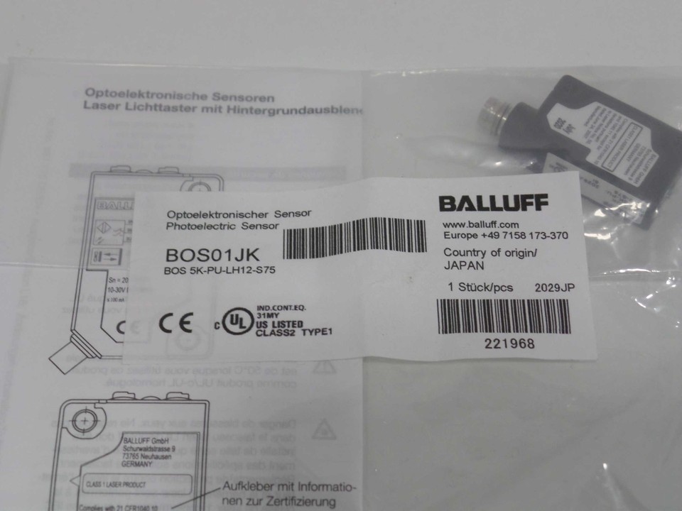 Balluff BOS01JK Lichttaster mit Hintergrundausblendung BOS 5K-PU-LH12 ...
