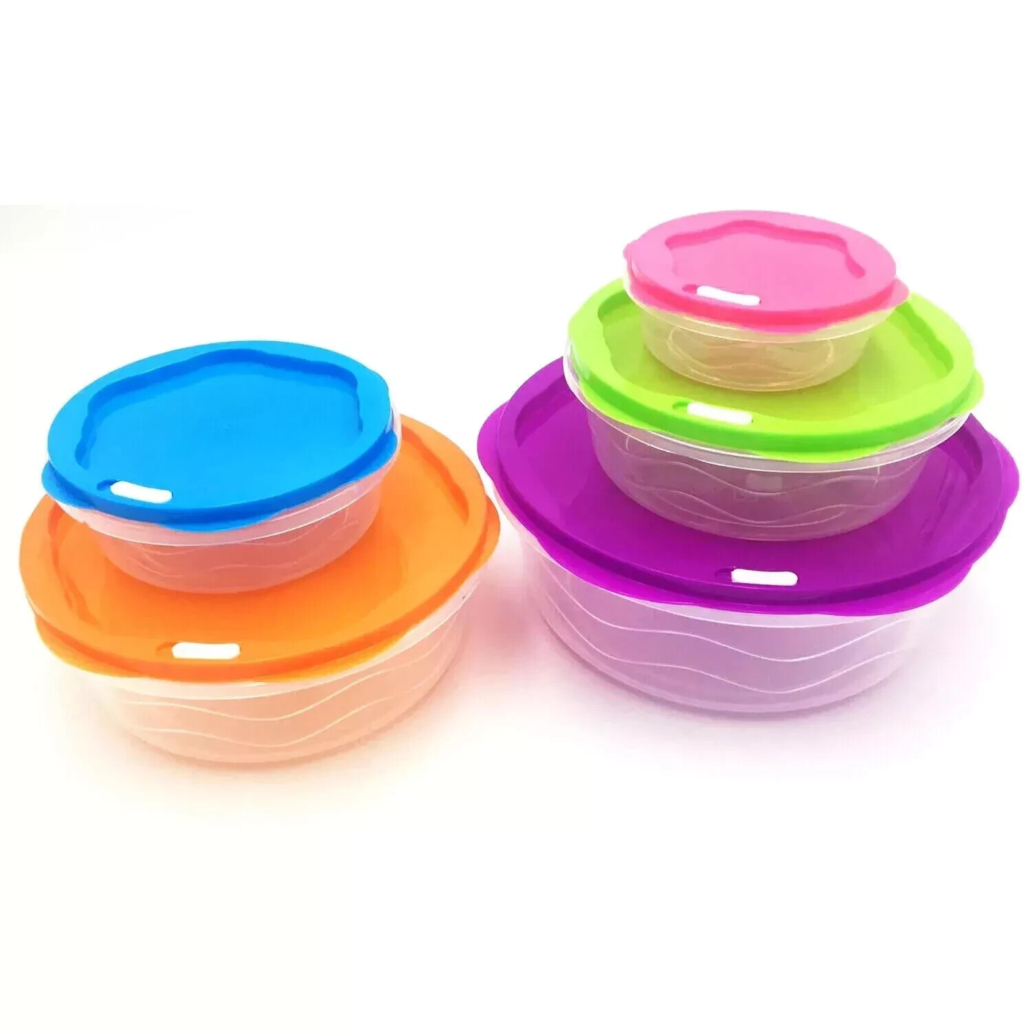 5x Circular Fresh Food Storage Container Air Vented Lids Plastic Bowls ...