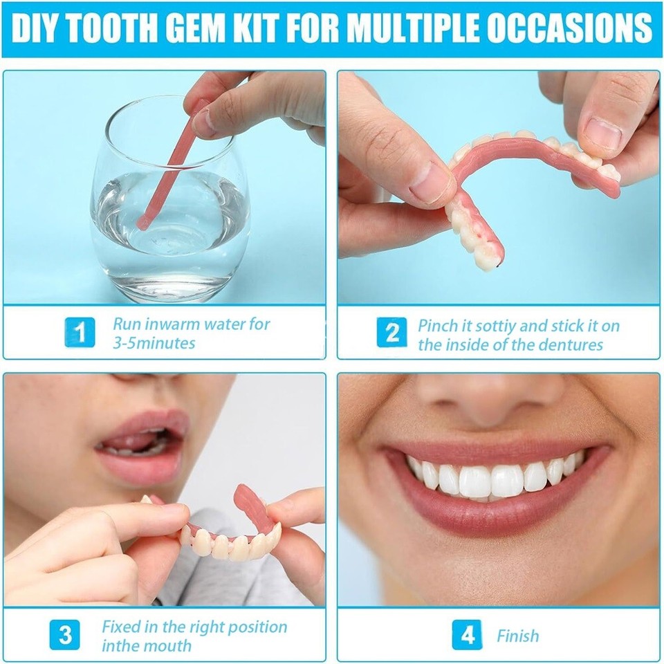 Dentures Fake Teeth DIY Kit Teeth Top and Bottom Temporary Fake Teeth ...