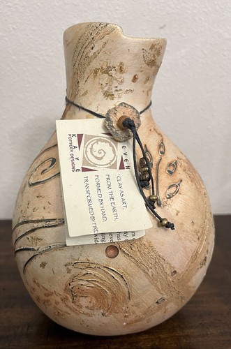 Vtg Steven Kaye Pottery Designs Clay Art Bud Vase Primitive Abstract ...