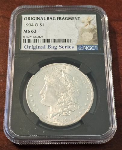 1904 O MORGAN DOLLAR $1 ORIGINAL BAG FRAGMENT NGC MS63 - Custom Slab ...