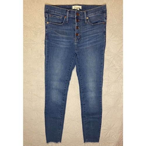 Madewell Jeans Women's sz. 26, 9" Mid-Rise Skinny Button Fly Raw Hem ...