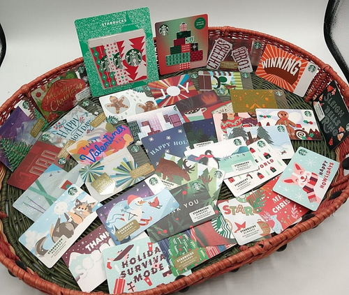 Lot of 40 NEW Assorted Starbucks Collectible Gift Cards 2006 - 2023 0 ...