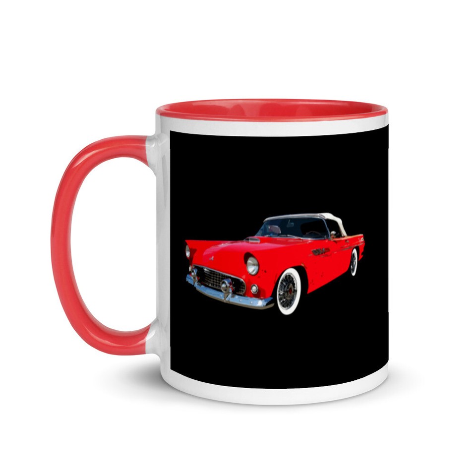 1955 Ford Thunderbird Red American Classic Car Custom Art Mug with ...