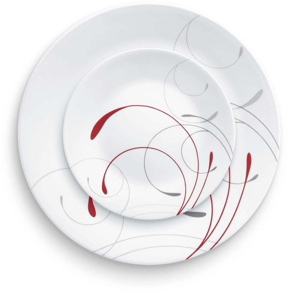 Corelle Splendor, White and Red Round 12-Piece Dinnerware Set | eBay