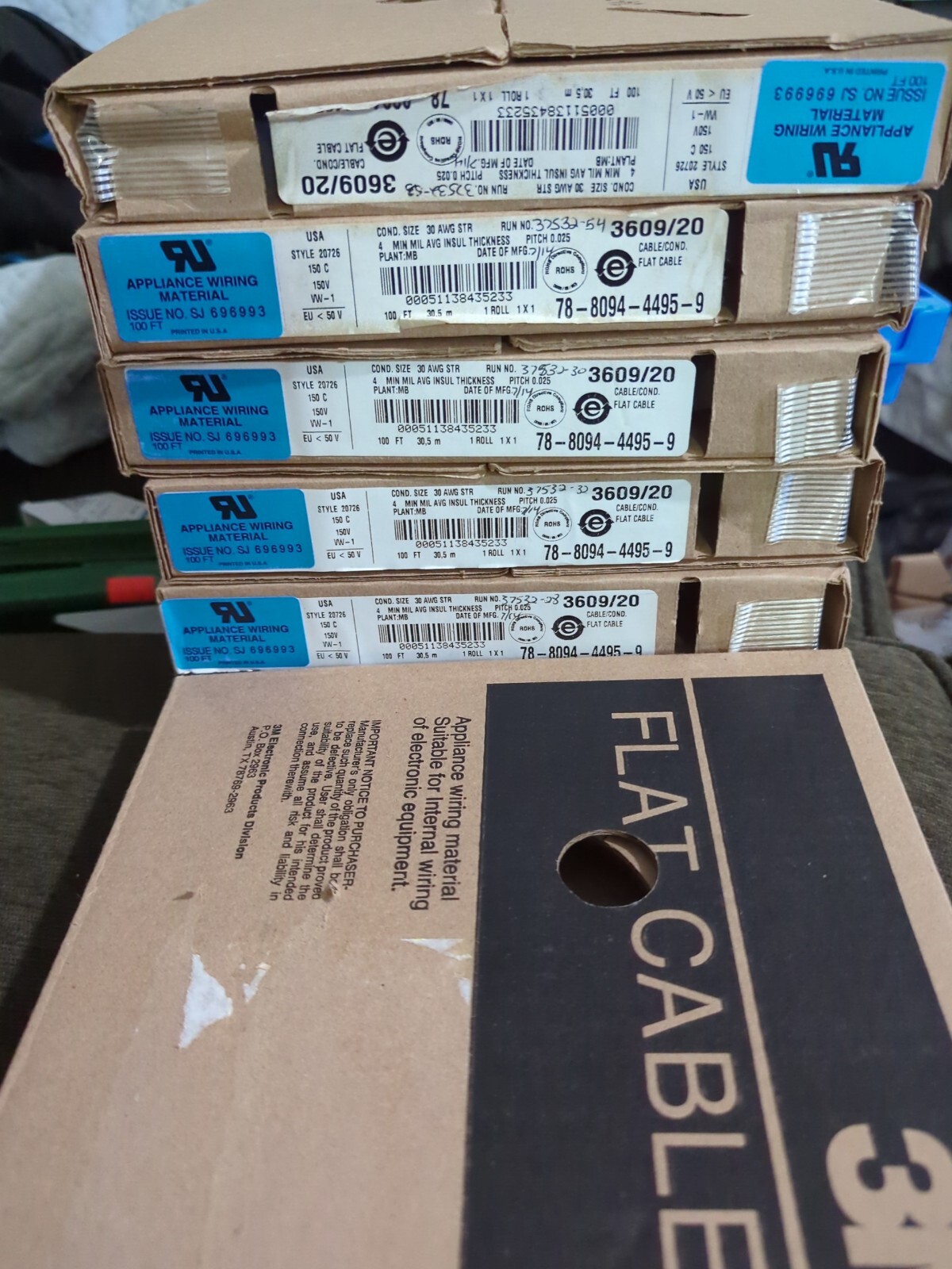 3M 100 Foot .025" 30 AWG Stranded Round Conductor Flat Cable 3609/20 ...