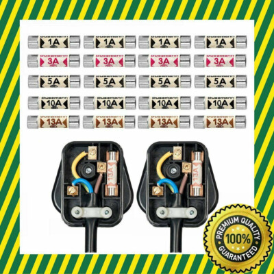1A~13 AMP Ceramic Fuses BS1362 Domestic Electric MAINS Plug Household ...
