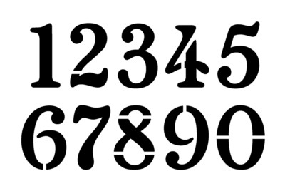 CHELSEA Numbers Stencil - 3 Inch Fancy Font Address House Plastic Sheet ...