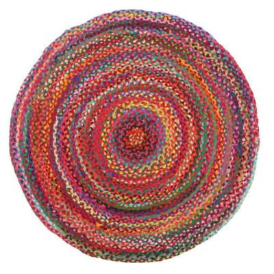 Rainbow Round Rug Jute Woven Braided Cotton Fibre Floor Carpet Mat Shag ...