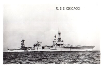 U.S.S. Chicago Photograph WWII Military Cruiser Sunk Battle of Rennell ...