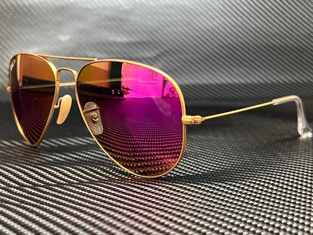 Ray-Ban RB 3025 112/z2 58mm Aviator Sunglasses - Matte Gold/Cyclamen ...