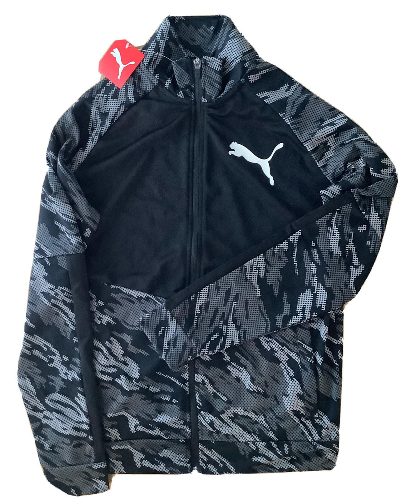 PUMA Men’s Contrast Jacket 2.0 Black and Gray sweatshirt zip up jacket ...