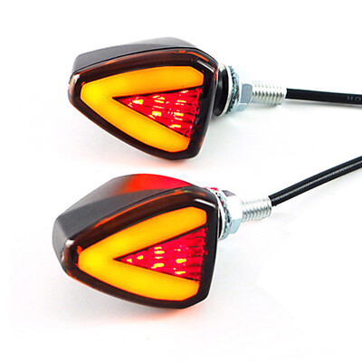 2x 12V 8MM Motorcycle Arrow Turn Signal Tail Lamp Brake Light Red Amber ...