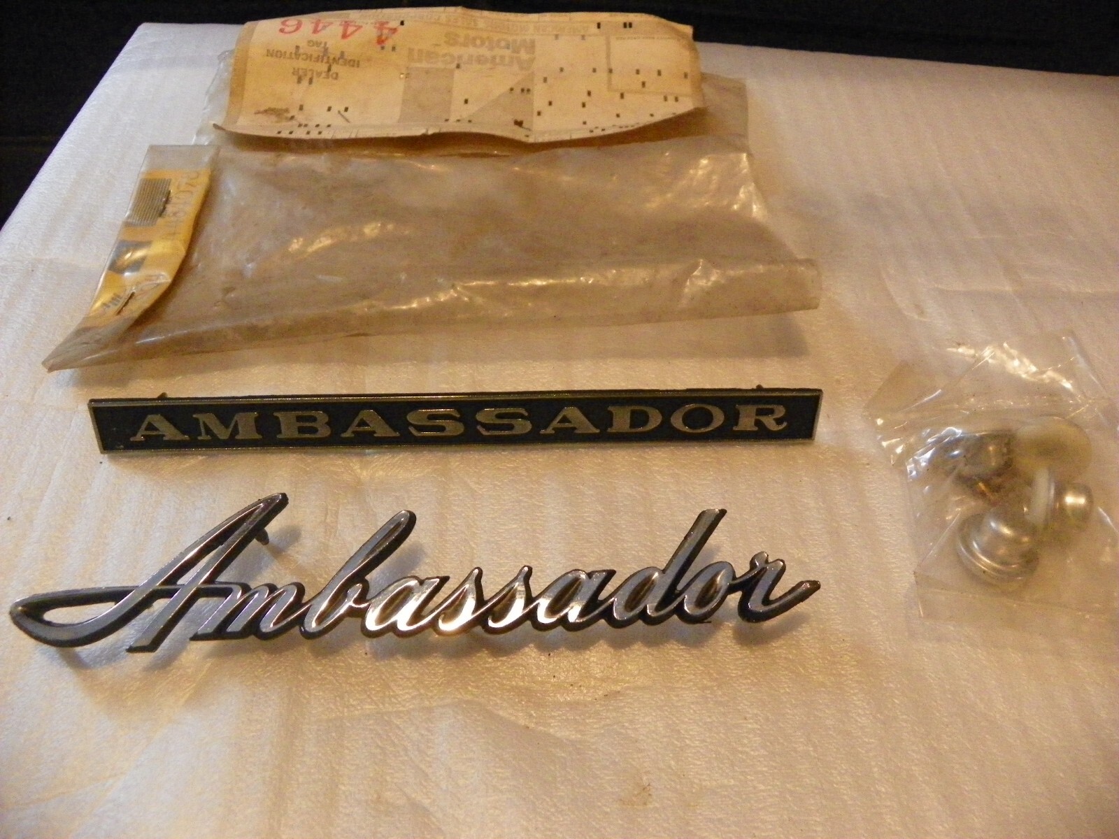 (2) 1967-70 AMC Rambler Ambassador Emblem Name Plate Badges NOS | eBay