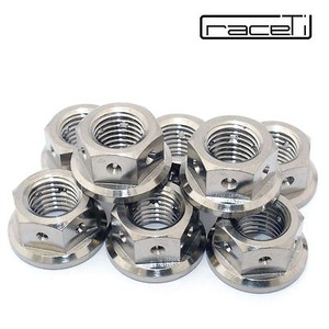 8x M10 Titanium Hex Flange Nut Drilled lock wire safety racing x 1.25 ...