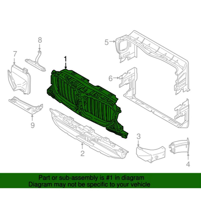 2018-2021 BMW X3 G01 X4 G02 Front Upper Radiator Grill Air Shutter W ...