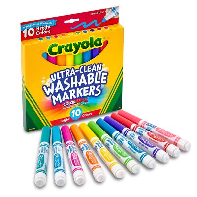 Crayola Ultra-Clean Color Max Broad Line Washable Markers Bright Colors ...