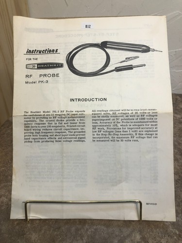 Heathkit RF Probe Model PK-3 Instruction & Assembly 8 Page Manual | eBay