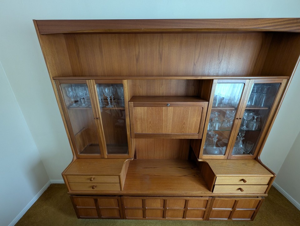 Nathan Teak Wall Unit Display Cabinet Mid Century | eBay UK